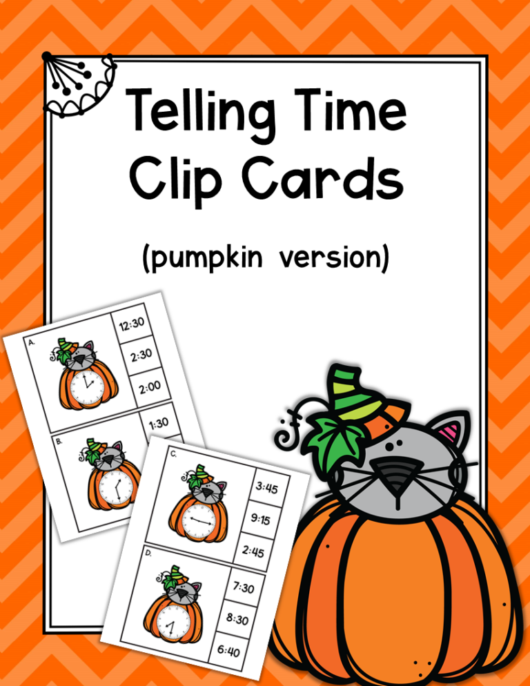 Time Clip Cards - Pumpkin Version - Made By Teachers