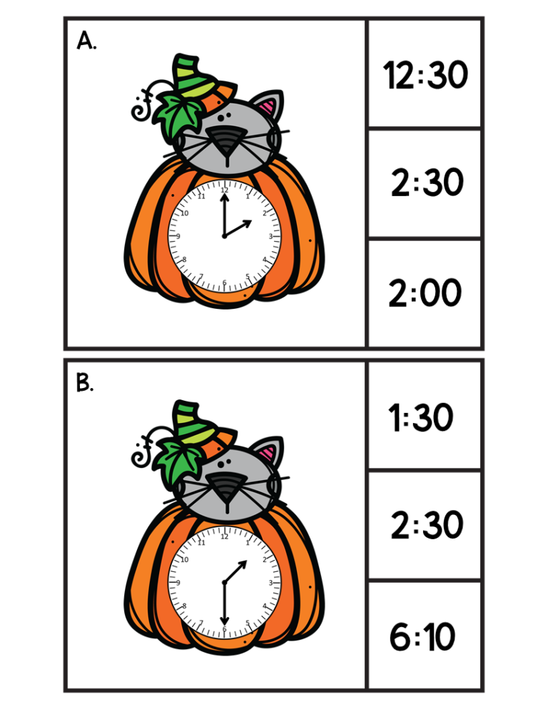 Time Clip Cards - Pumpkin Version - Made By Teachers