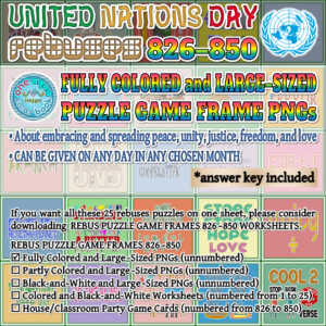 Fully Colored Rebus Puzzle Game Frames 201–250 PNGs | Made By Teachers