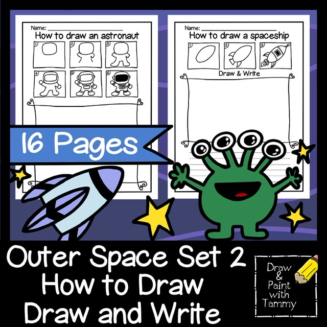 Directed drawings with how to draw and draw & write pages Outer Space ...