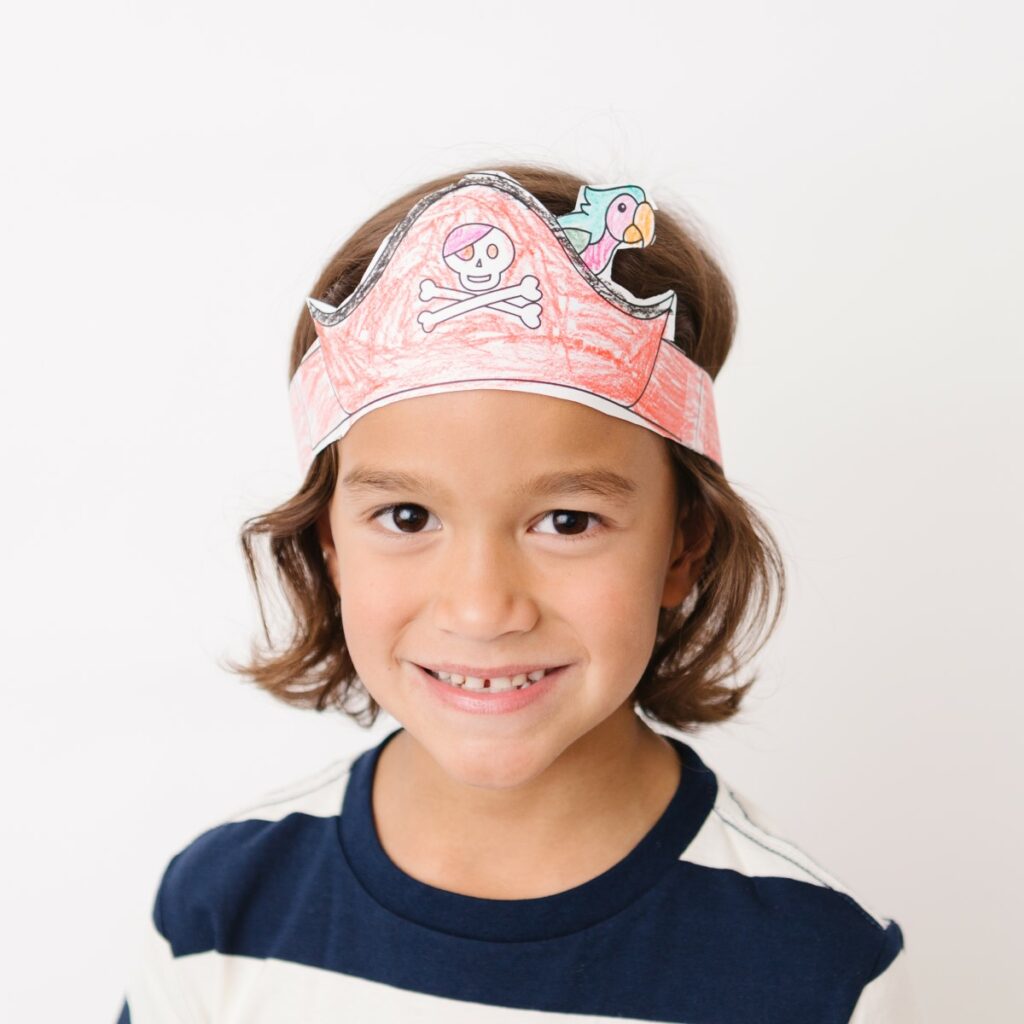 Pirate Hat Paper Crown Coloring Craft Skull Parrot - Made By Teachers
