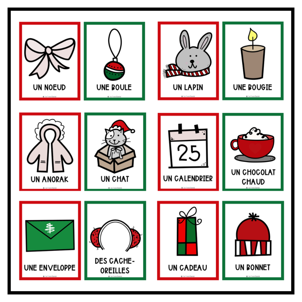 FRENCH Christmas/Noël Vocabulary 34 Flash Cards & Word Wall | Made By ...