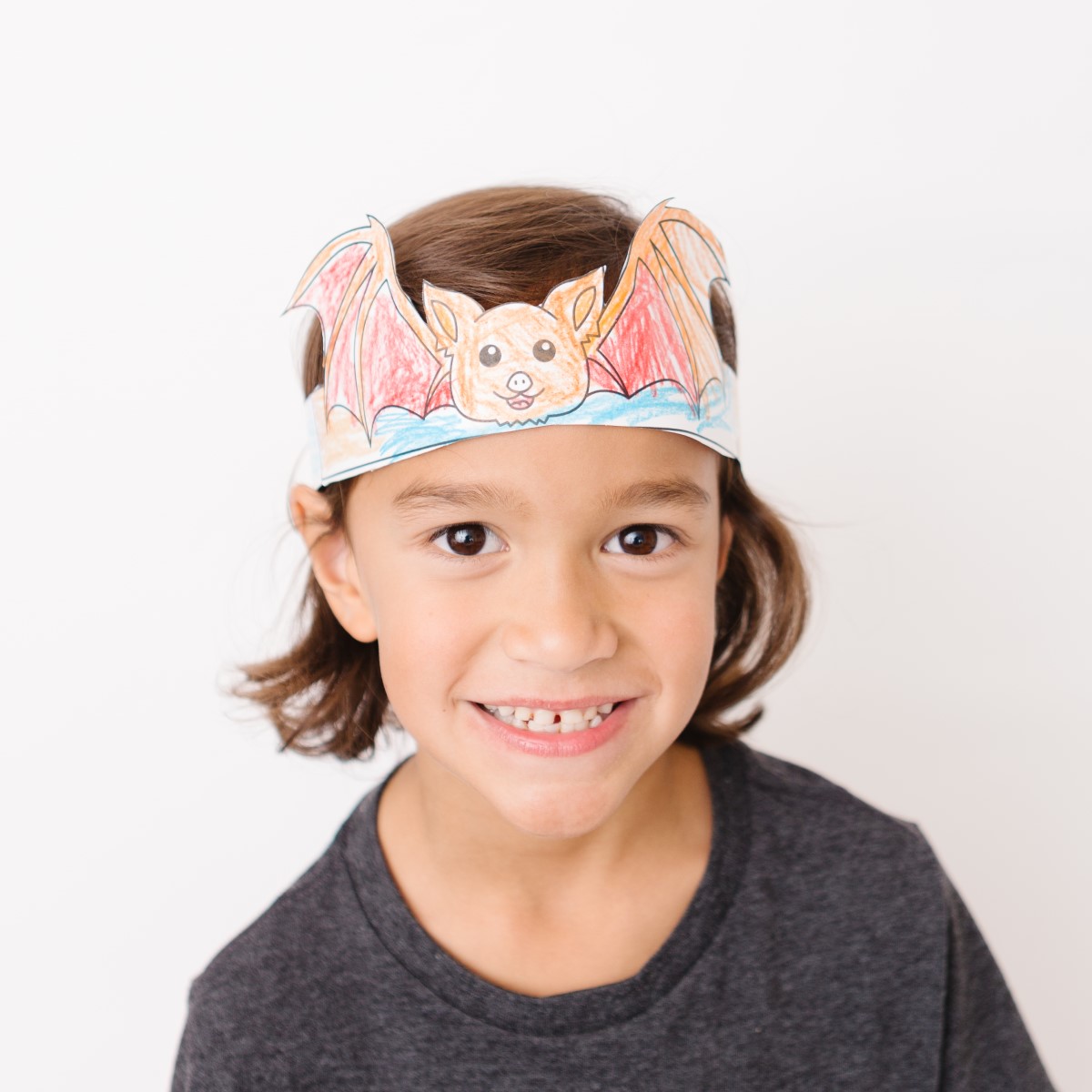 Bat Paper Crown Printable Coloring Halloween Spooky Craft Activity ...