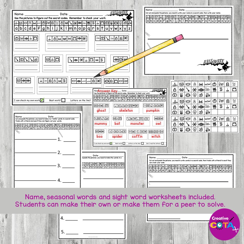 Halloween Worksheets Secret Code Handwriting | Made By Teachers