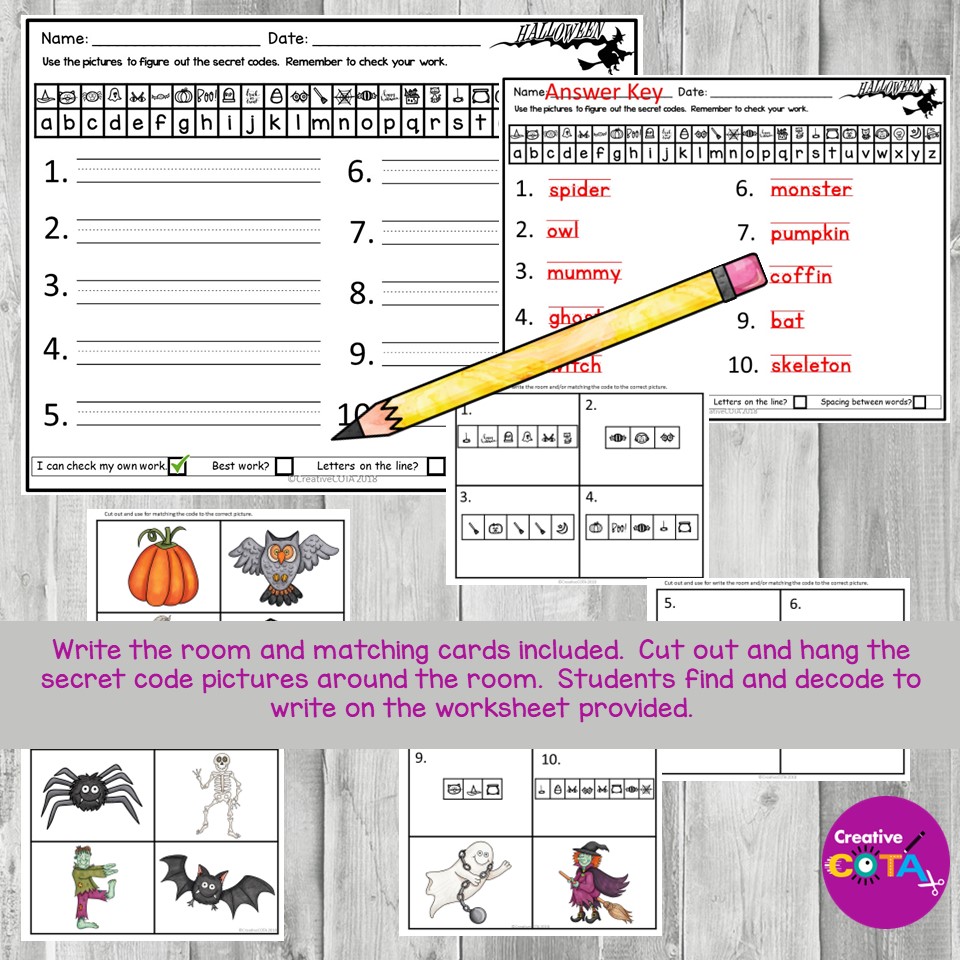Halloween Worksheets Secret Code Handwriting | Made By Teachers