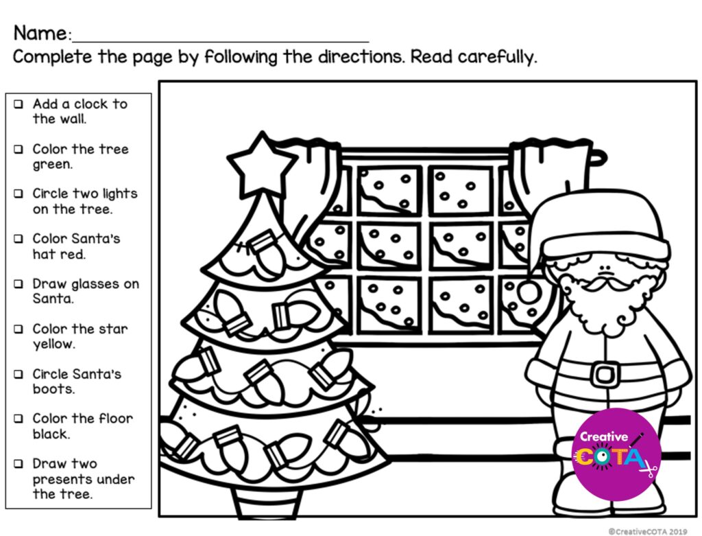 Thanksgiving and Christmas Following Directions for Listening Skills ...