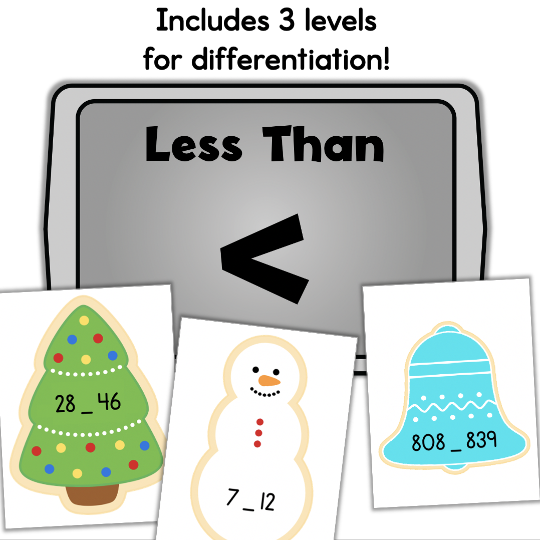 CHRISTMAS MATH Comparing Numbers Game Greater Than Less Than | Made By ...