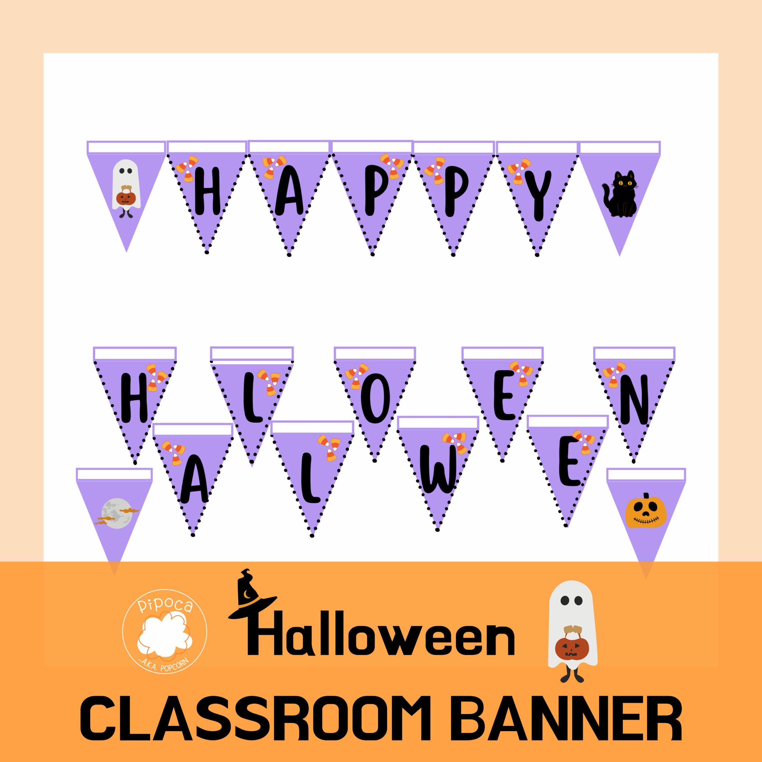 Halloween Banner, Halloween Decoration, Classroom Decor, Purple - Made ...