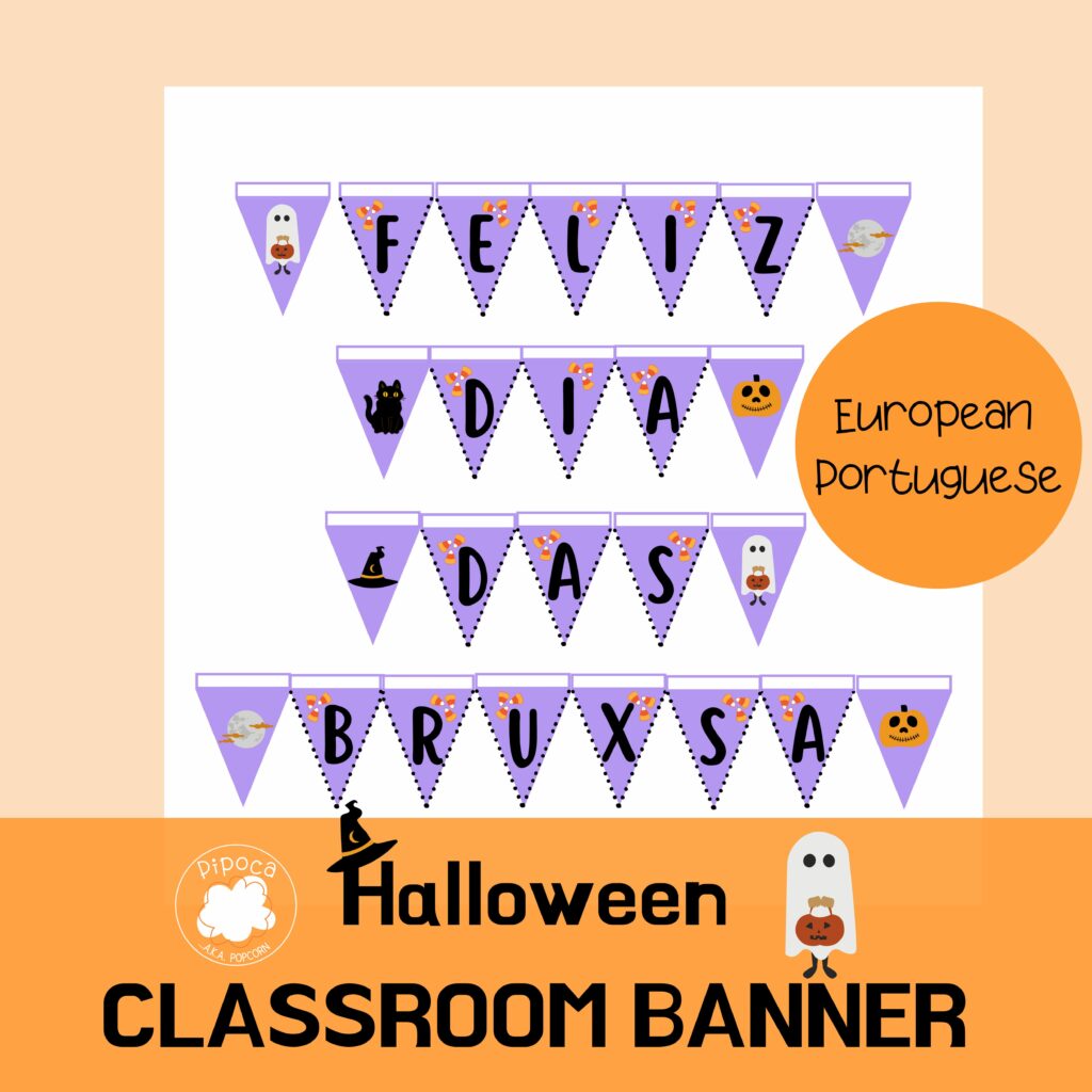 European Portuguese Halloween Banner; Bunting Banner; Classroom Decor ...