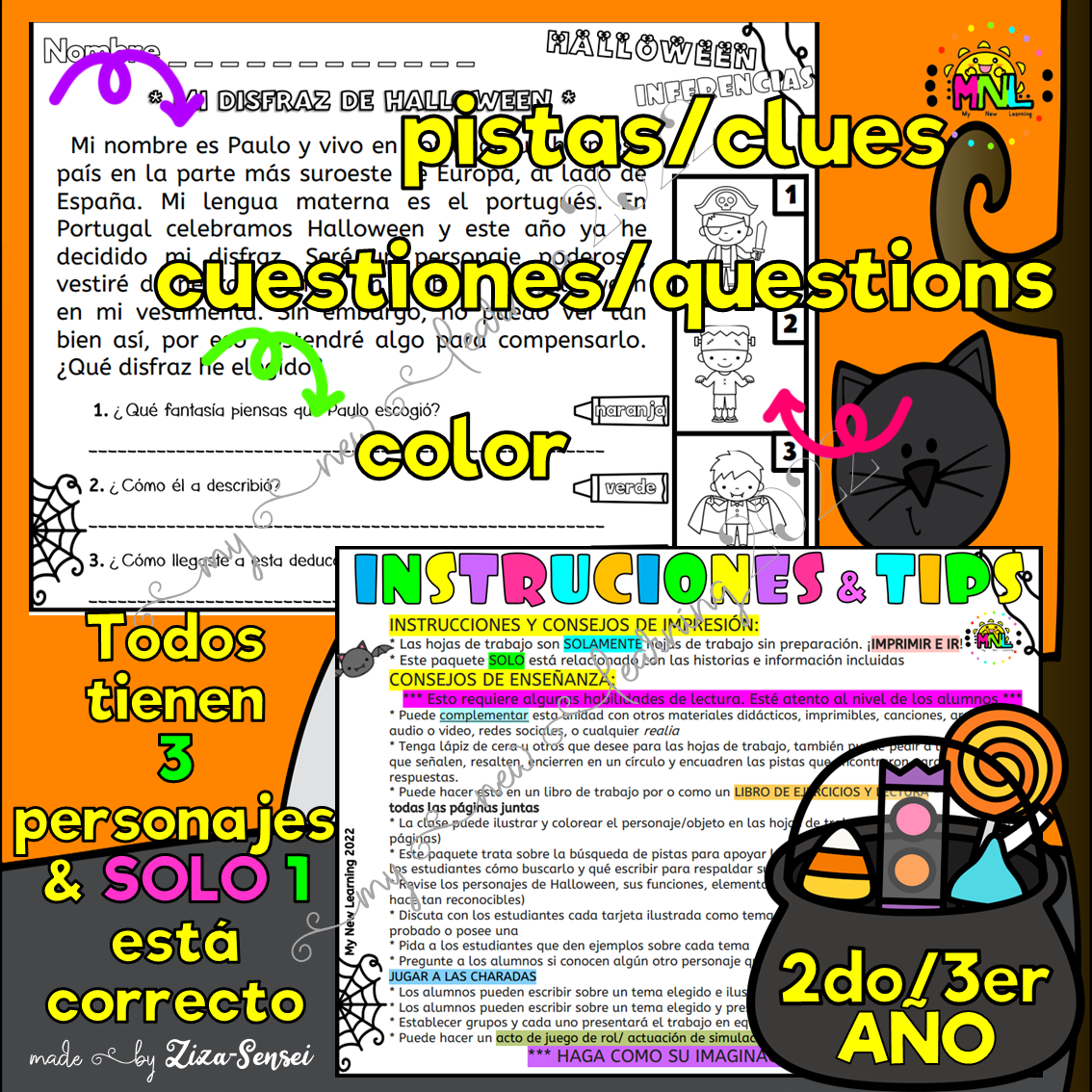 SPANISH Halloween Making Inferences Deducciones Inferencias en Español ...