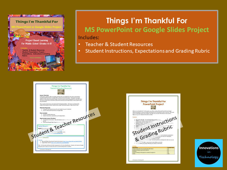 Things I'm Thankful For- PowerPoint or Google Slides Project - Made By ...
