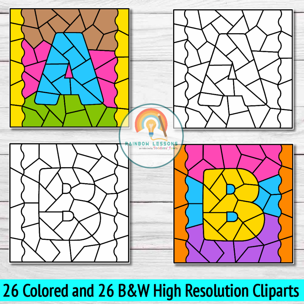 Alphabet Letters Color By Code Clipart | A to Z Letters Clip Art | CBC ...