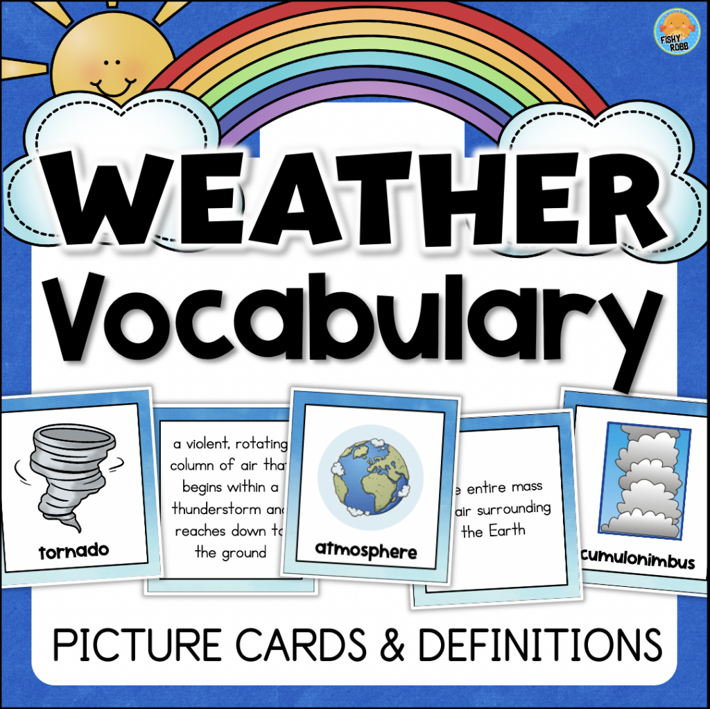 Weather and Climate Vocabulary Cards with Pictures & Definitions | Made ...