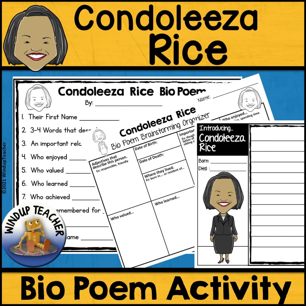 Condoleeza Rice Poem Writing Activity - Made By Teachers