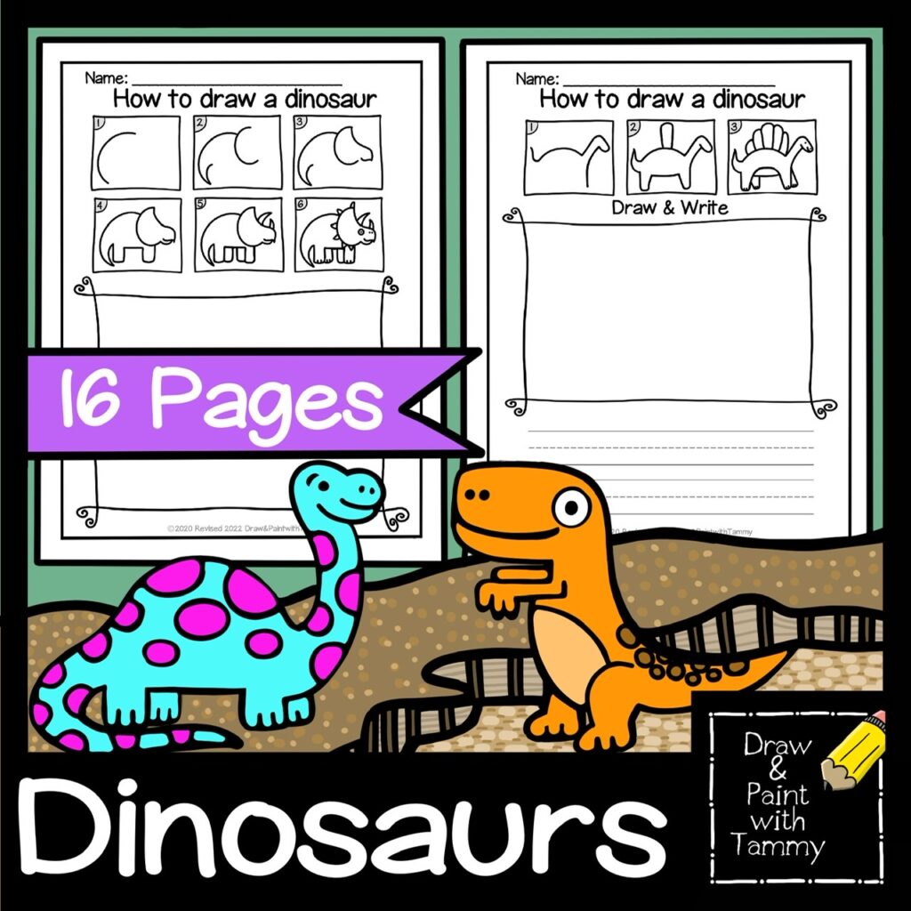 Directed Drawings How to Draw and Write Pages Dinosaurs Theme | Made By ...