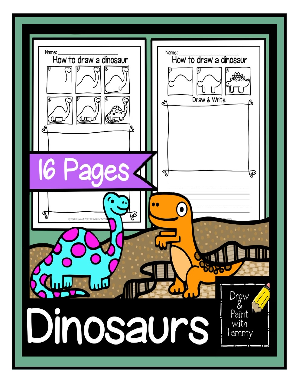 Directed Drawings How to Draw and Write Pages Dinosaurs Theme | Made By ...