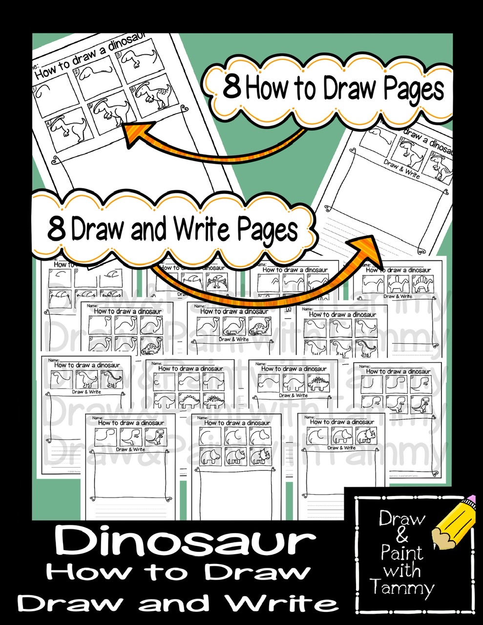 Directed Drawings How to Draw and Write Pages Dinosaurs Theme | Made By ...