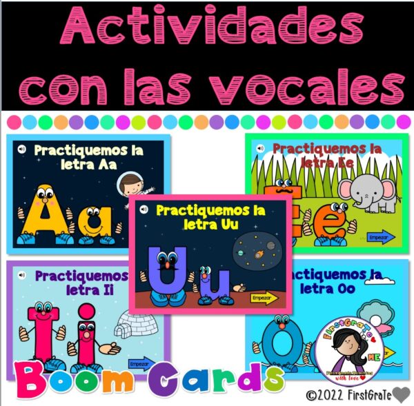 Actividades con las vocales Boom Cards (5 Decks) - Made By Teachers
