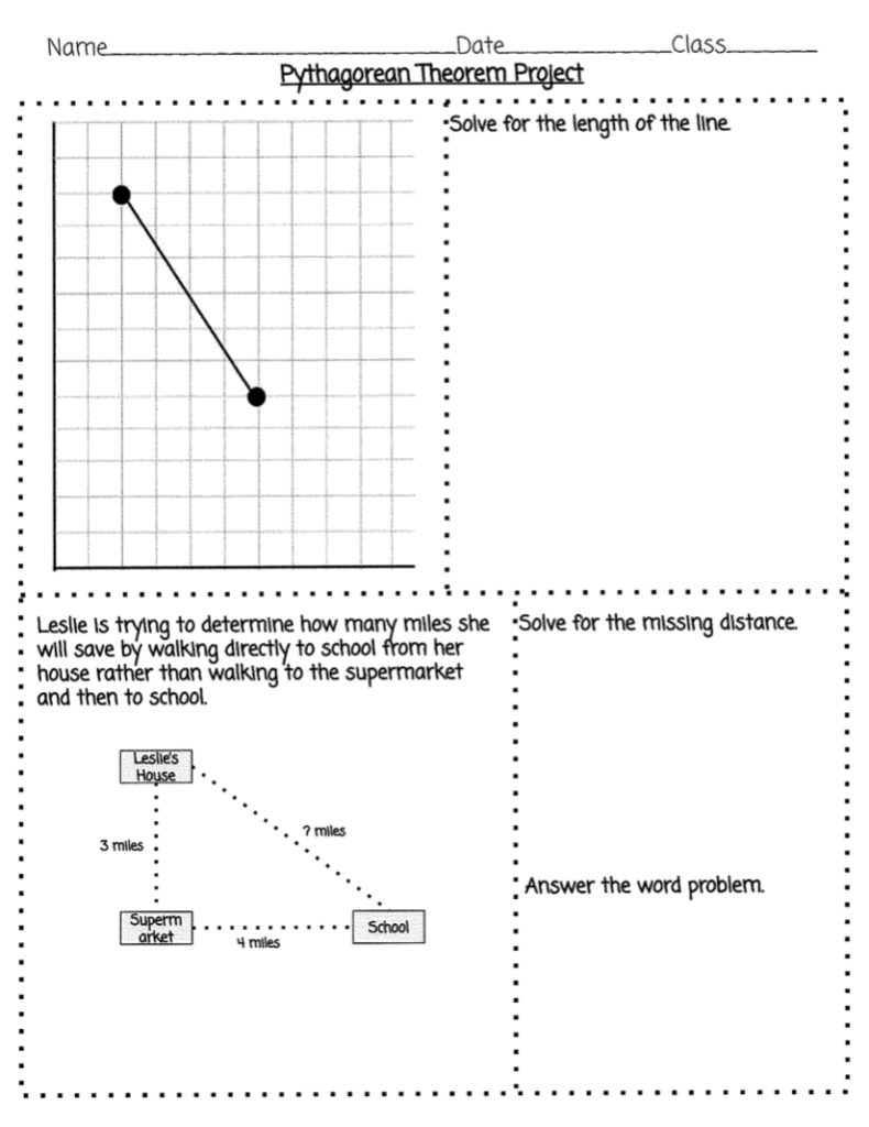 Pythagorean Theorem Project - Word Problems and Drawings | Made By Teachers