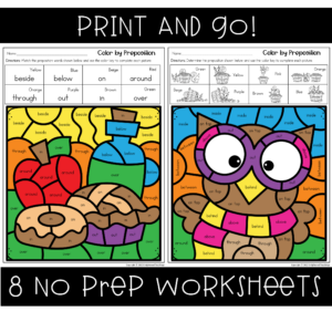 Fall Preposition Color by Code NO PREP Autumn Preposition Coloring ...