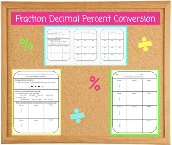 Fraction to Decimal to Percent Notes and Worksheets | Made By Teachers