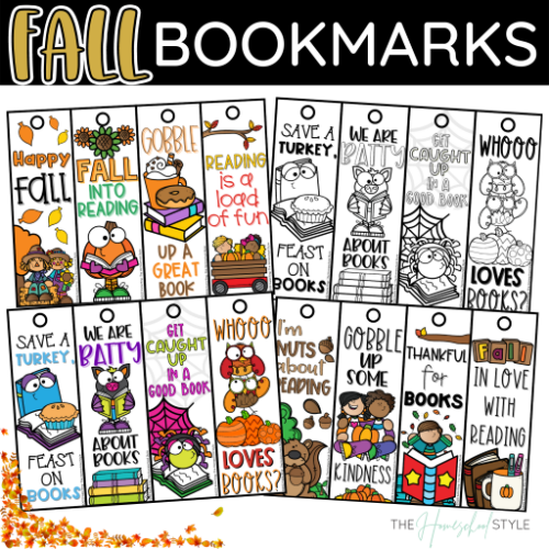 *SALE* Fall Coloring Bookmarks | Bright Colors and Bookmarks to Color ...