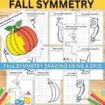 Fall Symmetry Drawing Activity- Fall Activity Worksheets 2 Levels ...