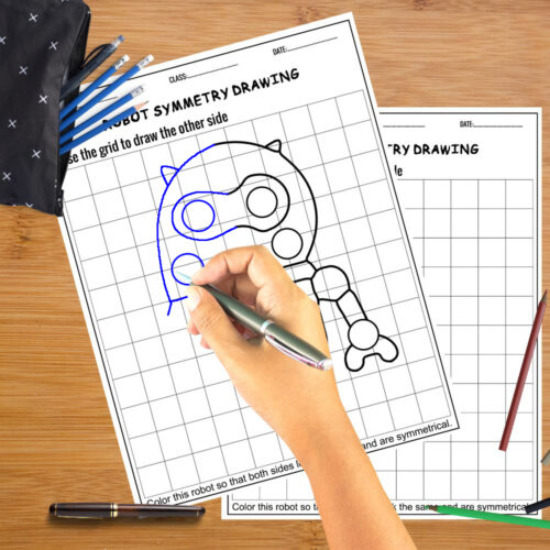 Robot Symmetry Drawing Using a Grid, Worksheets 100% Printable | Made ...