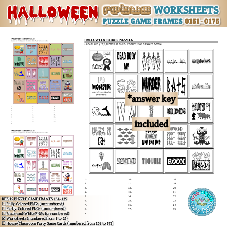 HALLOWEEN Rebus Puzzle Game Frames 151–175 Worksheets - Made By Teachers
