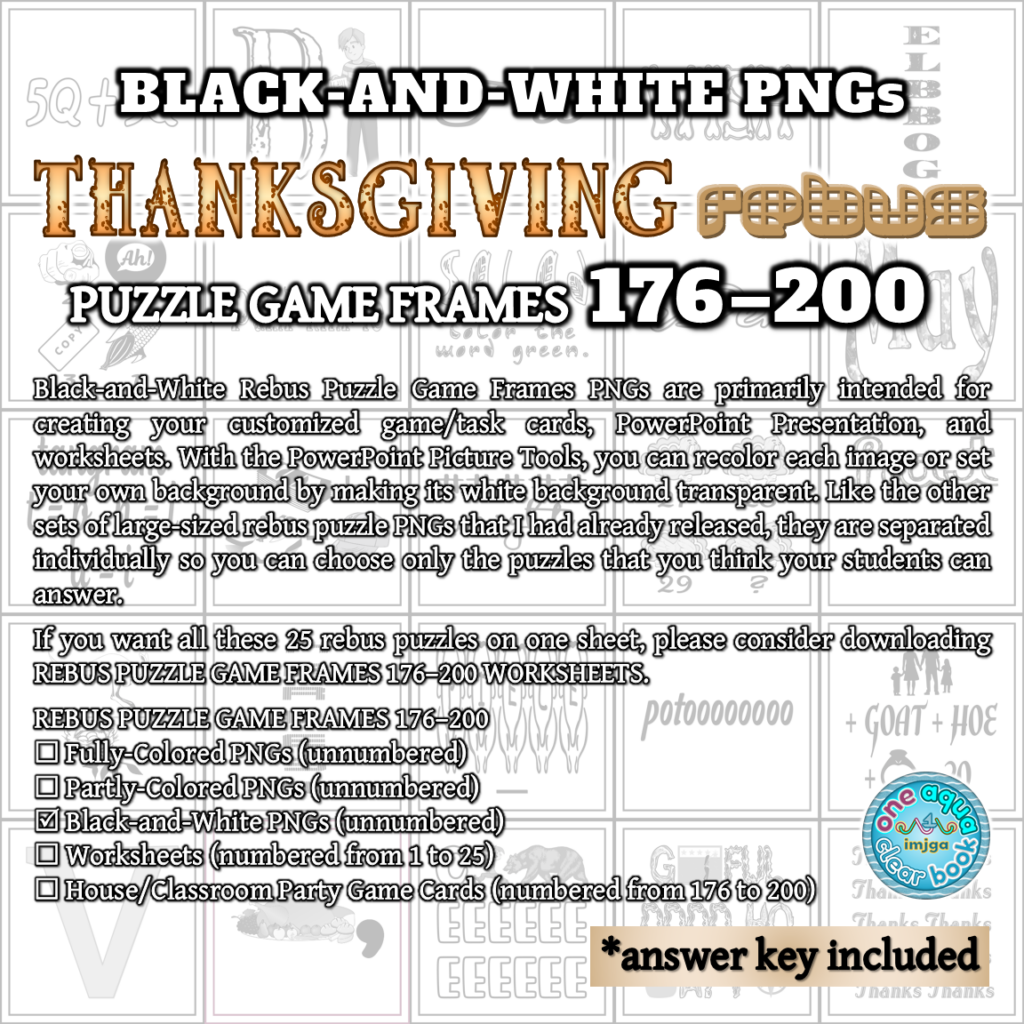 Fully Colored Rebus Puzzle Game Frames 101–125 PNGs - Made By Teachers