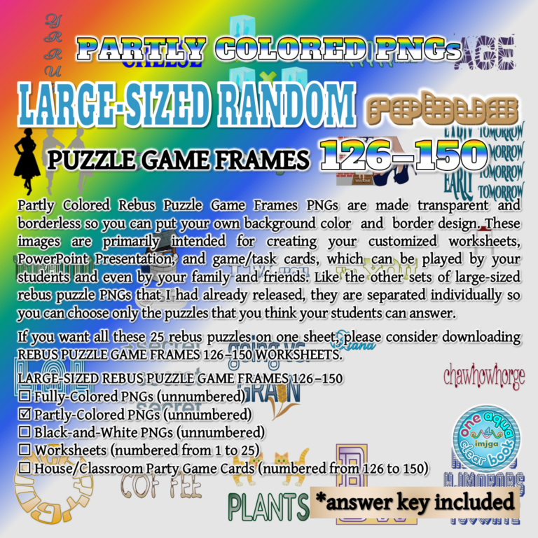 Partly Colored Rebus Puzzle Frames 101–200 PNGs | Made By Teachers