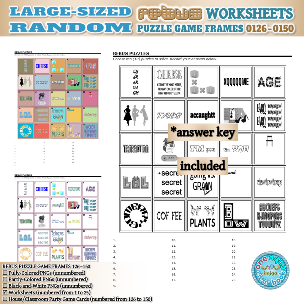 Rebus Puzzle Game Frames 101–200 Worksheets | Made By Teachers