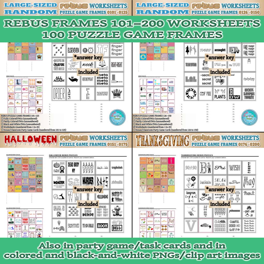 Rebus Puzzle Game Frames 101–200 Worksheets | Made By Teachers