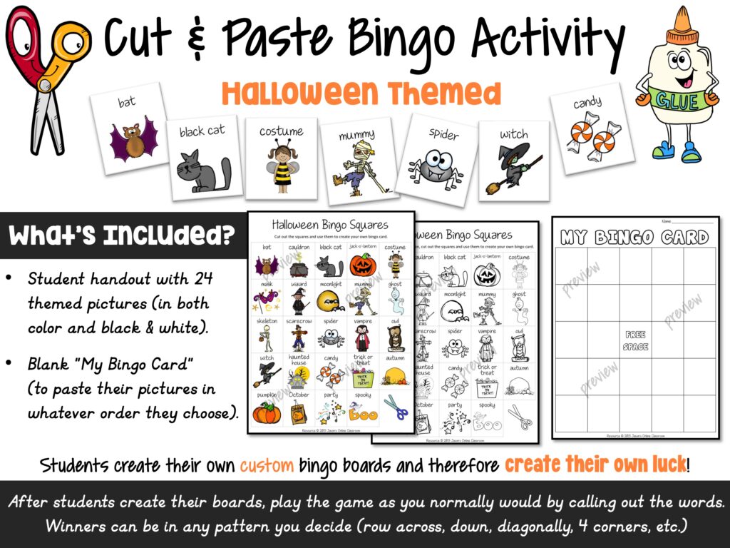 Halloween Bingo Game | Cut and Paste Printable Bingo {Dollar Deals ...