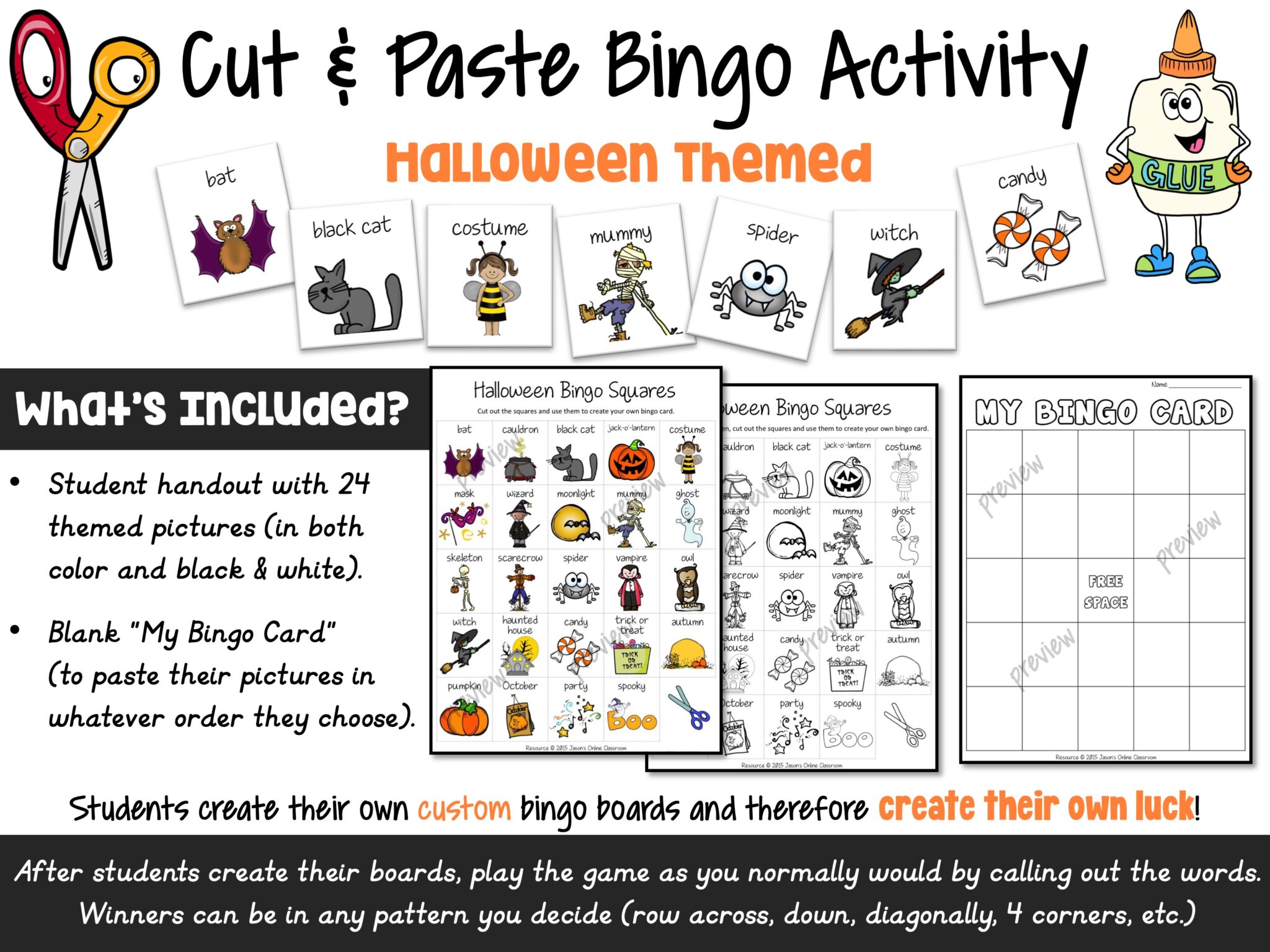 Halloween Bingo Game | Cut and Paste Printable Bingo {Dollar Deals ...