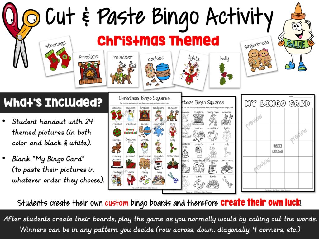 Christmas Bingo Game | Cut and Paste Printable Bingo {Dollar Deals ...