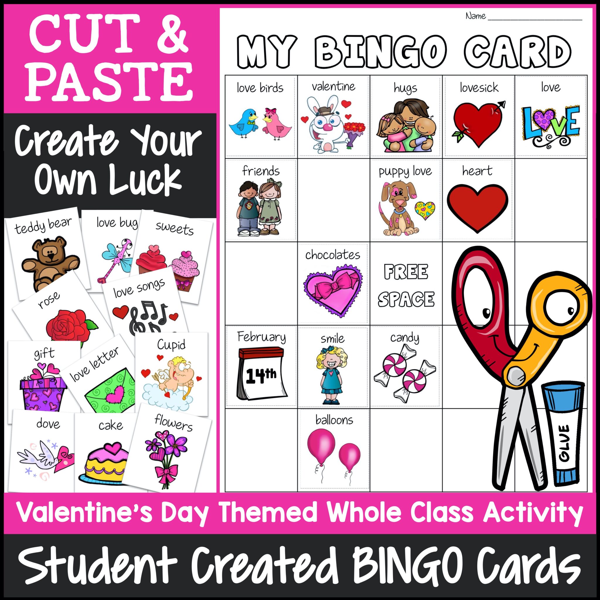 Valentine's Day Bingo Game | Cut & Paste Printable Bingo {Dollar Deals ...