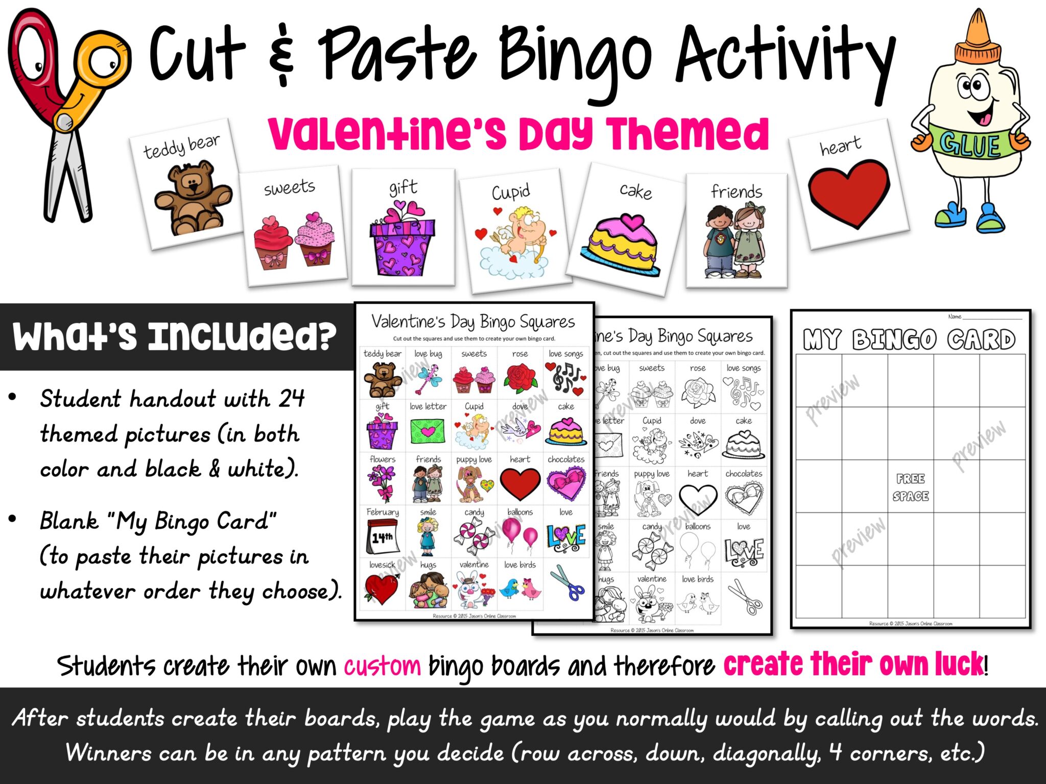 Valentine's Day Bingo Game | Cut & Paste Printable Bingo {Dollar Deals ...