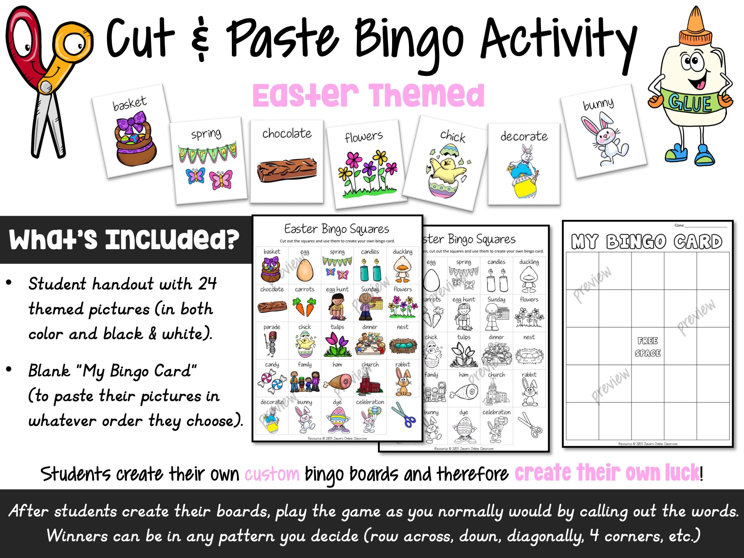 Easter Bingo Game | Cut and Paste Printable Bingo {Dollar Deals} | Made ...