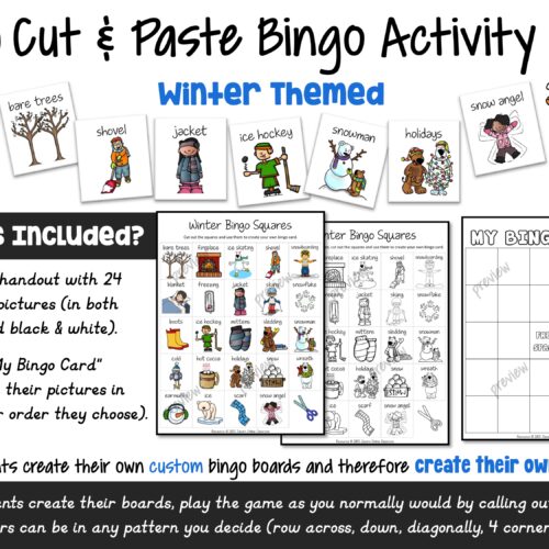 Winter Bingo Game | Cut and Paste Printable Bingo {Dollar Deals} | Made ...