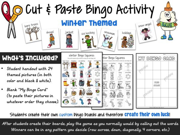 Winter Bingo Game | Cut and Paste Printable Bingo {Dollar Deals} - Made ...