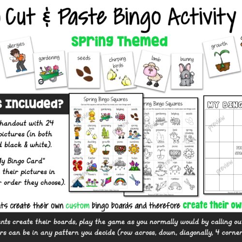 Spring Bingo Game | Cut and Paste Printable Bingo {Dollar Deals} | Made ...