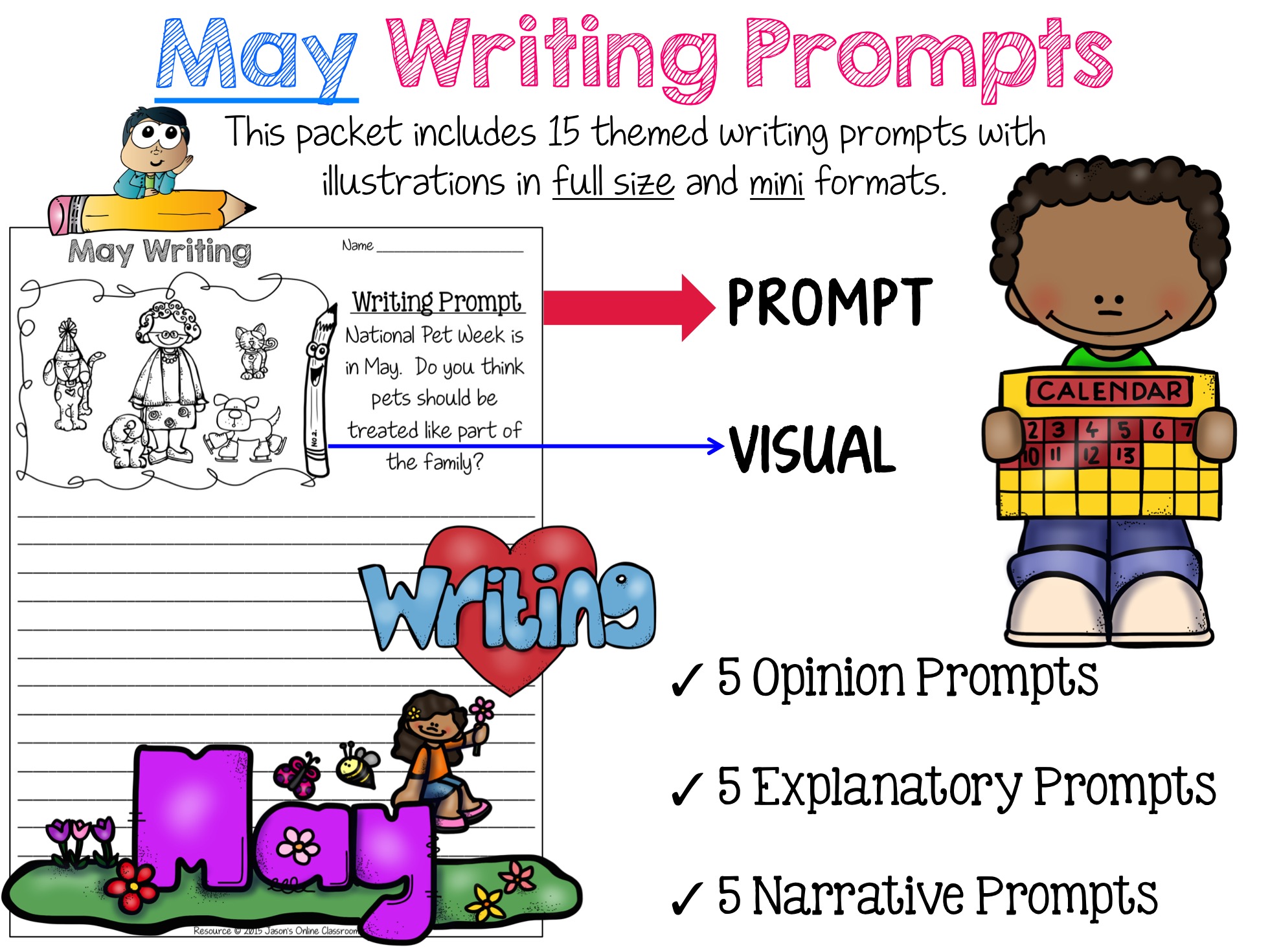 May Picture Writing Prompts (Opinion, Explanatory, Narrative) | Made By Teachers