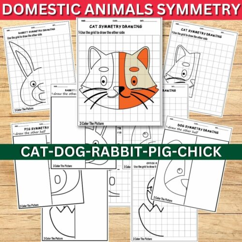 Domestic Animals Symmetry Drawing Activity- 2 Levels - Made By Teachers
