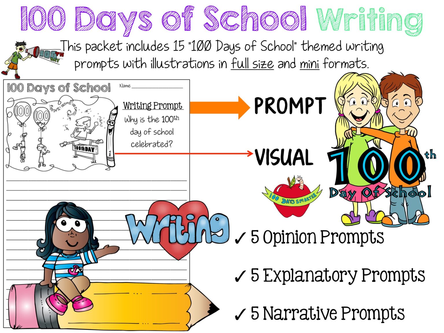 100th Day of School Writing Prompts | Made By Teachers