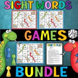 sight words snakes and ladders game bundle - Made By Teachers