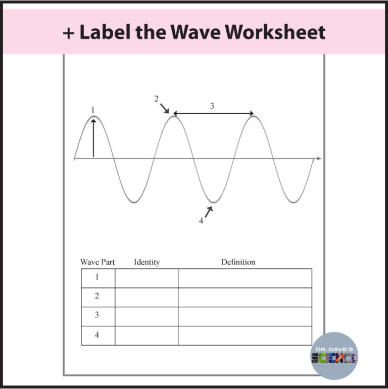 Light Energy Parts of a Wave Diagram and Worksheet | Made By Teachers