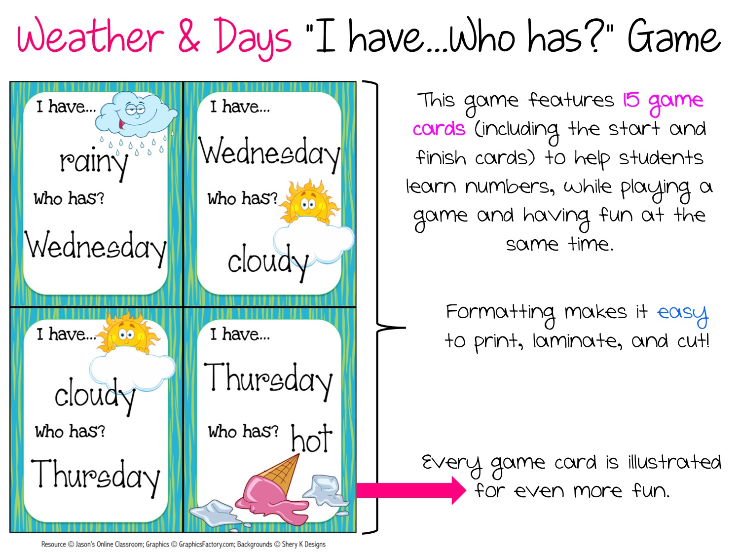 I Have Who Has Game Weather And Days Game Made By Teachers I Have Who Has Game Weather And Days Game Made By Teachers