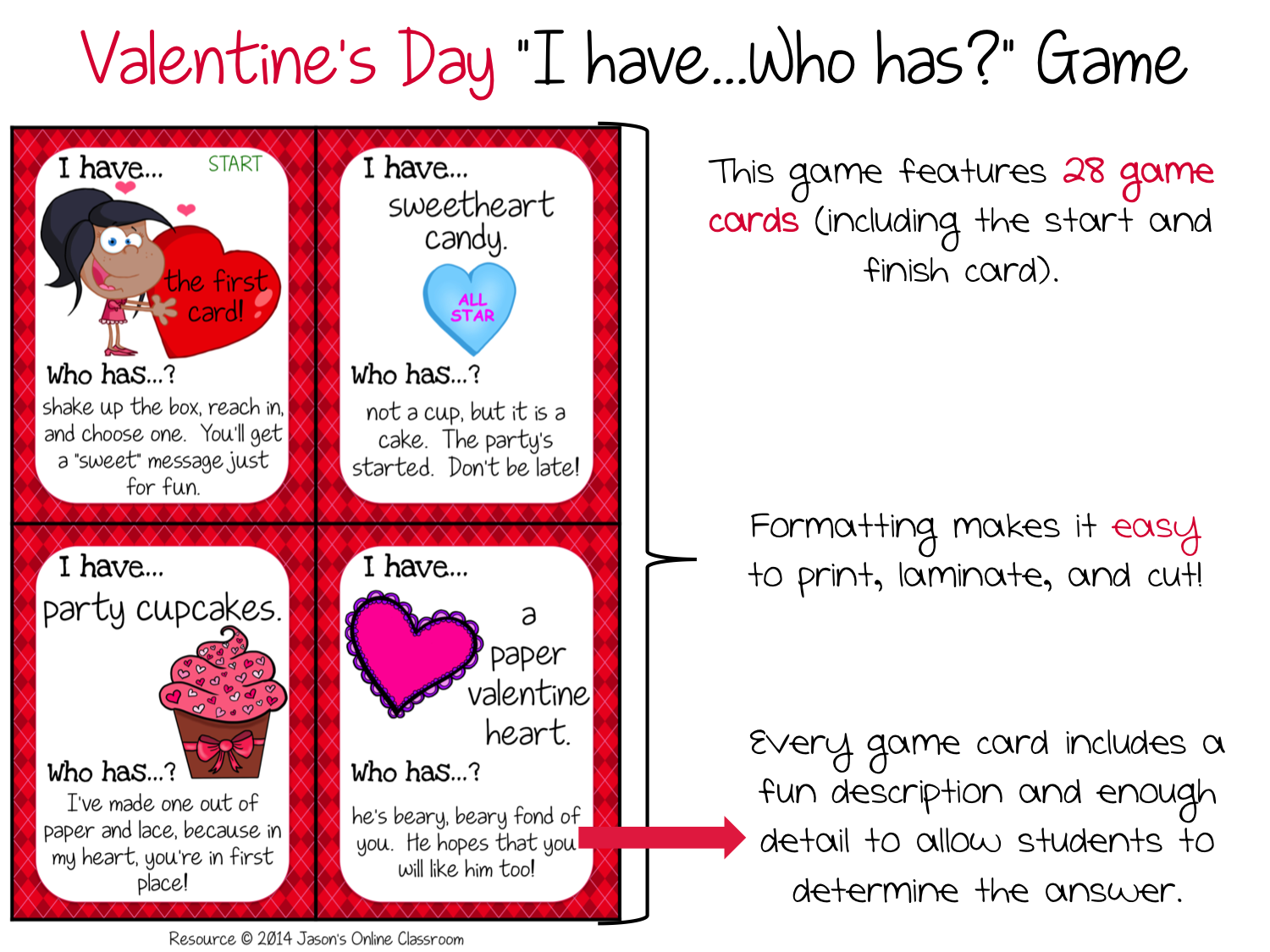 Valentine's Day I Have Who Has Game | Made By Teachers