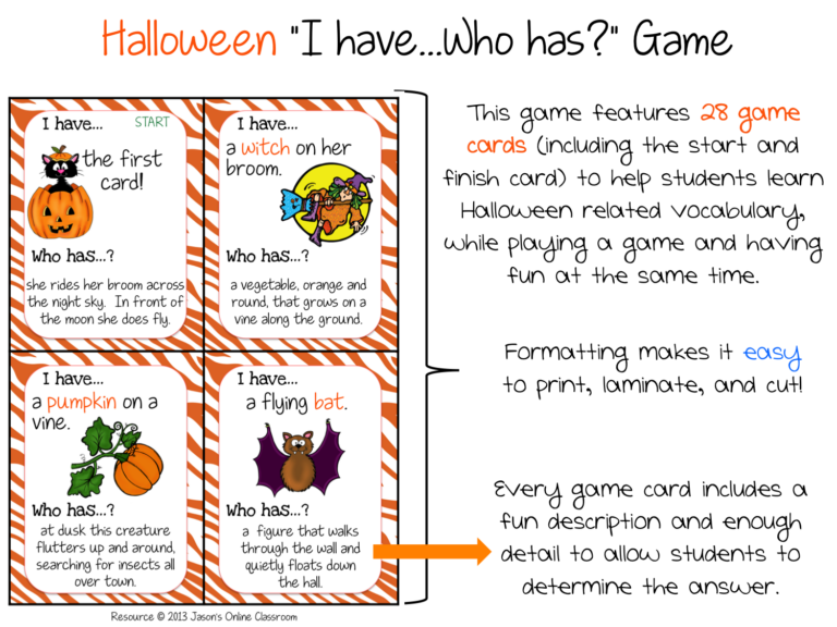 Halloween I Have Who Has Game | Made By Teachers
